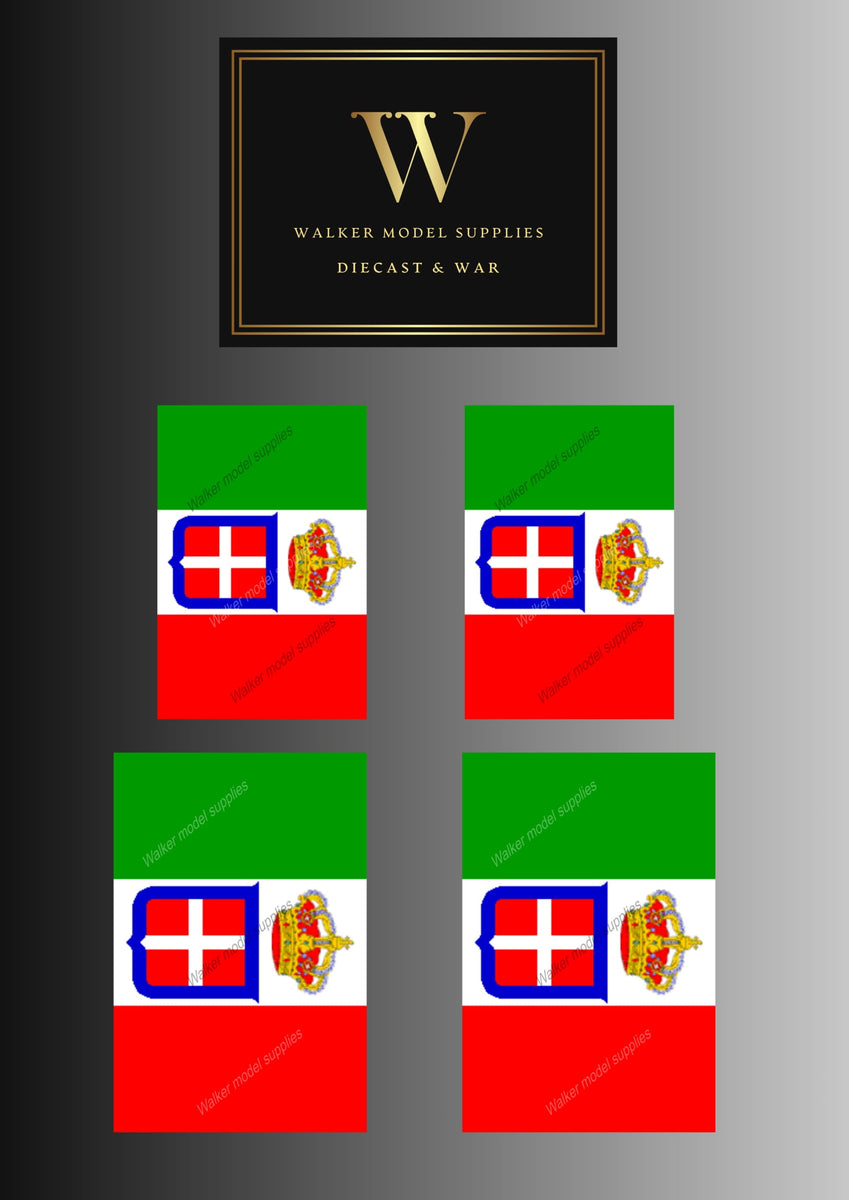 1:16 scale WW2 Italian flags on Cotton Peel. Set 2