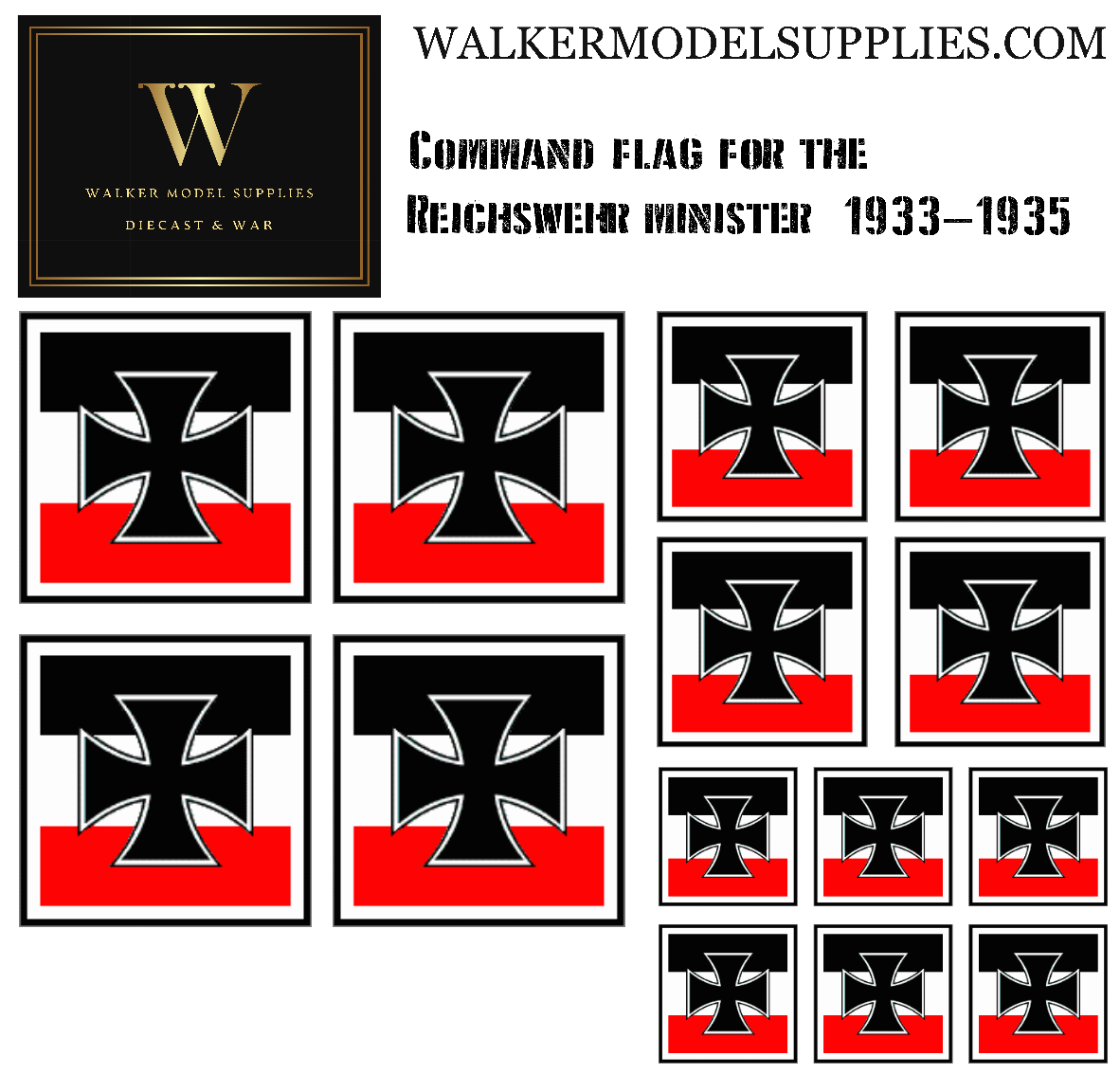 1:35 Scale WW2 German flags - Reich Defense Minister 1933-1935. Se...