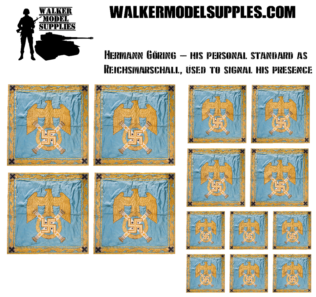1:35 Scale Hermann Göring - WW2 German flags on cotton canvas or c...