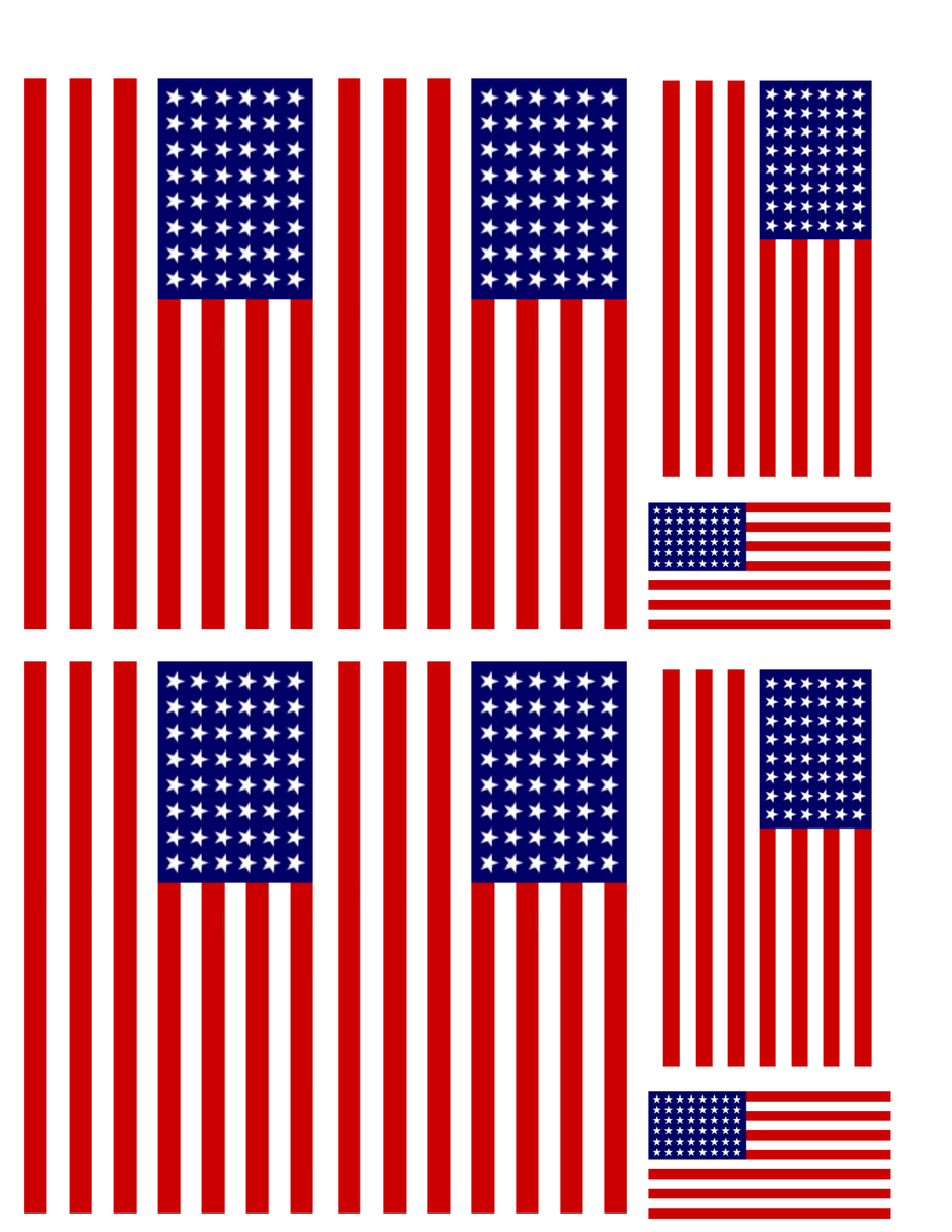 1:16 Scale WW2 American flags on Cotton Peel. Set 1