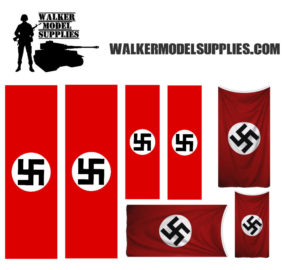 1:35 Scale WW2 German flags on cotton peel. Set 5