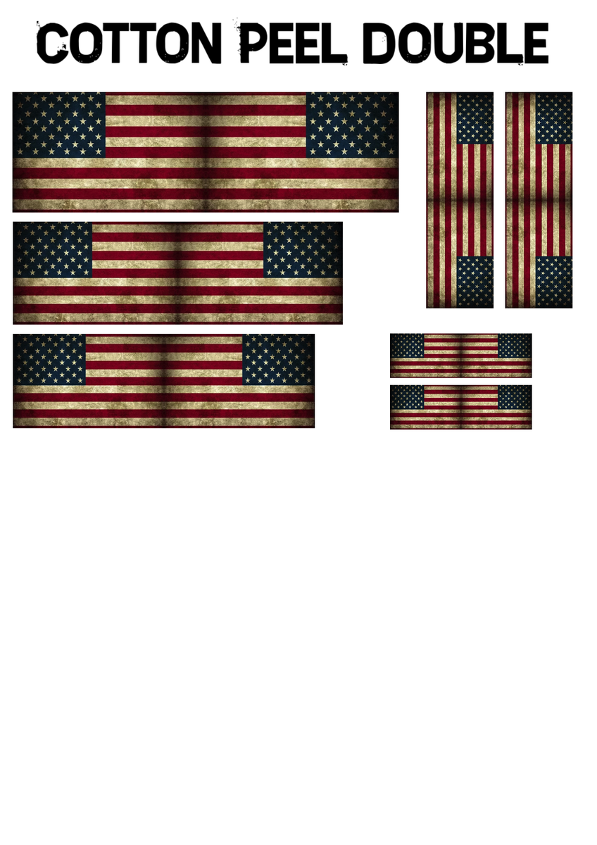 1:35 Scale WW2 American flags on cotton peel. Set 1