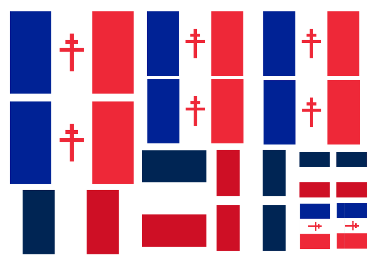 1:35 Scale WW2 French flags on cotton peel. Set 1